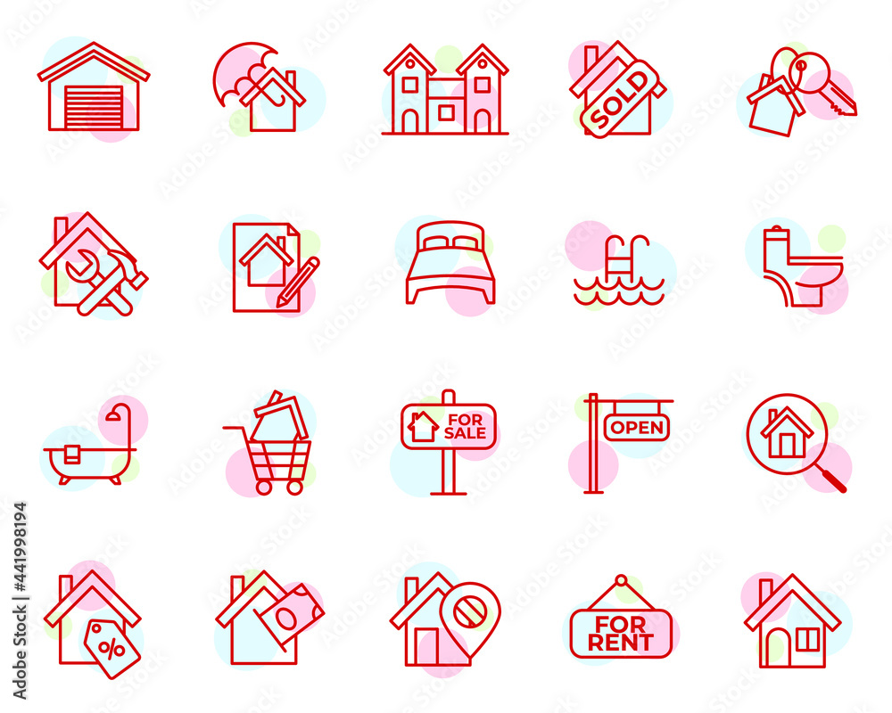 Real Estate elements set icon symbol template for graphic and web ...