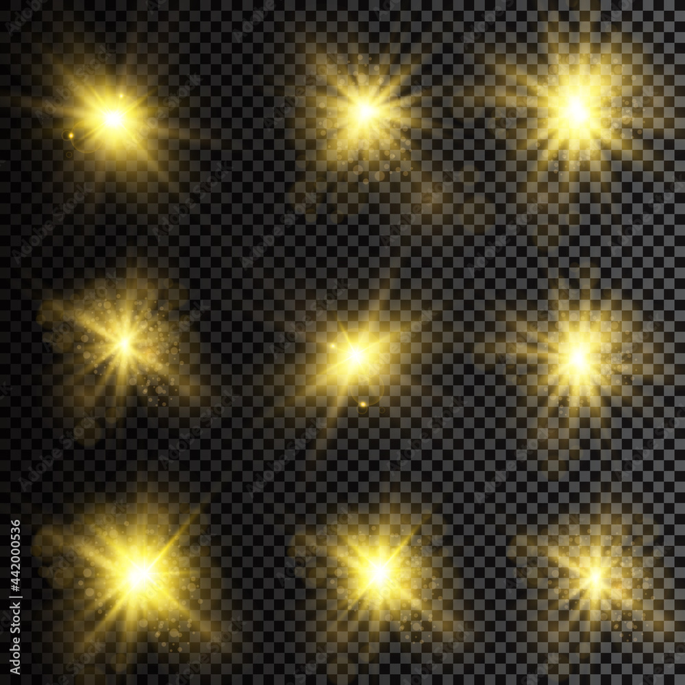 Vetor de Vector illustration of abstract flare light rays. A set of ...