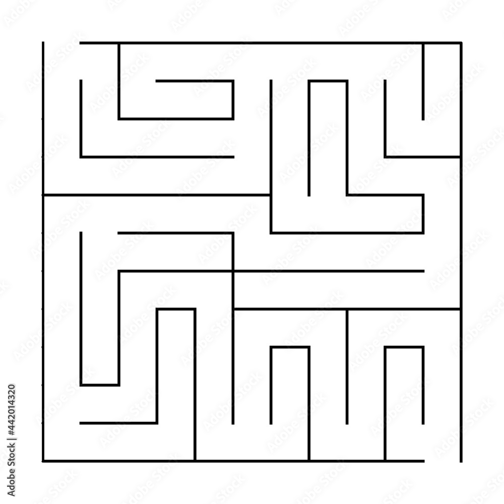 Vector square maze template. Blank black and white labyrinth game ...