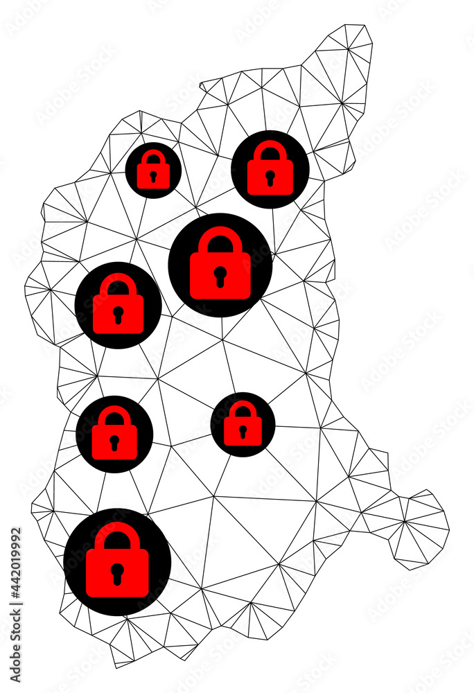 Polygonal mesh lockdown map of Lubusz Province. Abstract mesh lines and ... Polygonal mesh lockdown map of Lubusz Province. Abstract mesh lines and ...