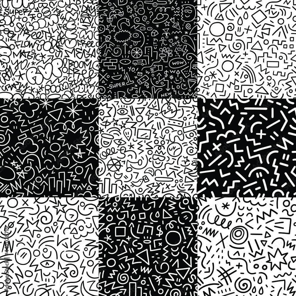abstract sign and symbols seamless pattern set Stock Vector | Adobe Stock