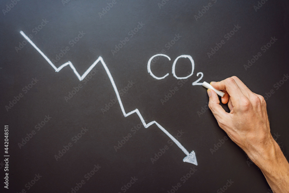 Reducing CO2 levels. Graph of the decline in carbon dioxide levels ...