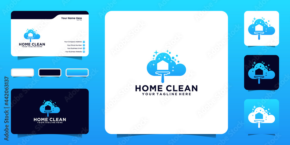 home hygiene logo with cleaning concept and cloud template and business ...