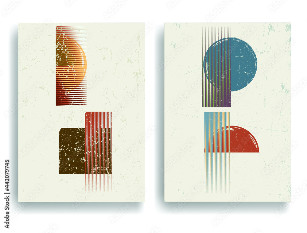 Poster with various geometrical elements in modern art style . Minimal ...