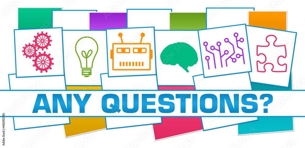 Any Questions Colorful Technology Symbols Squares Grid Stock ...