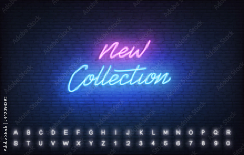 New Collection neon template. Glowing neon lettering New Collection ...