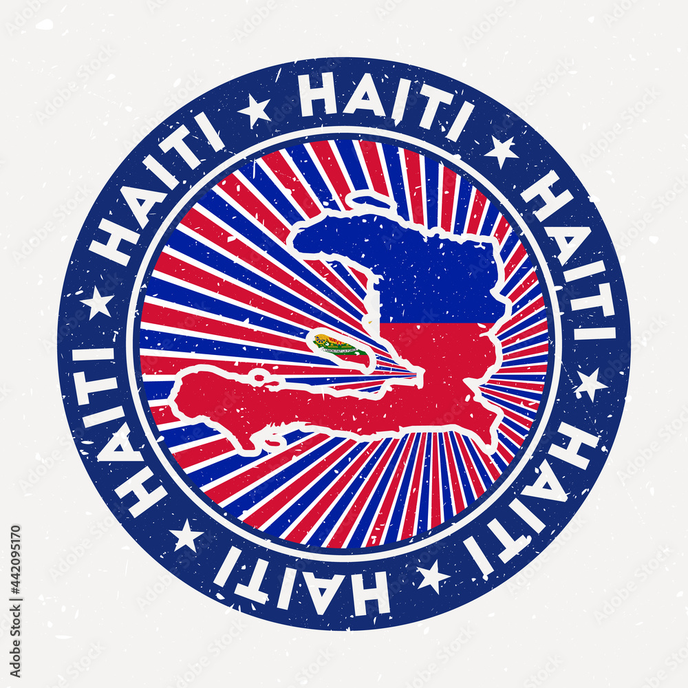 Haiti round stamp. Logo of country with flag. Vintage badge with ...