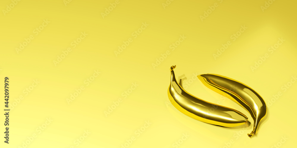 3 D rendering illustration of golden bananas on gold stage Stock ...