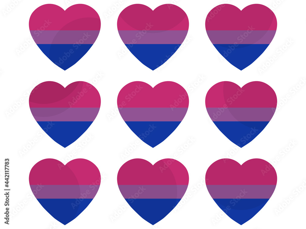 Hearts With Bisexual Flag Icon Set Bisexual Pride Day Lgbt Sexual