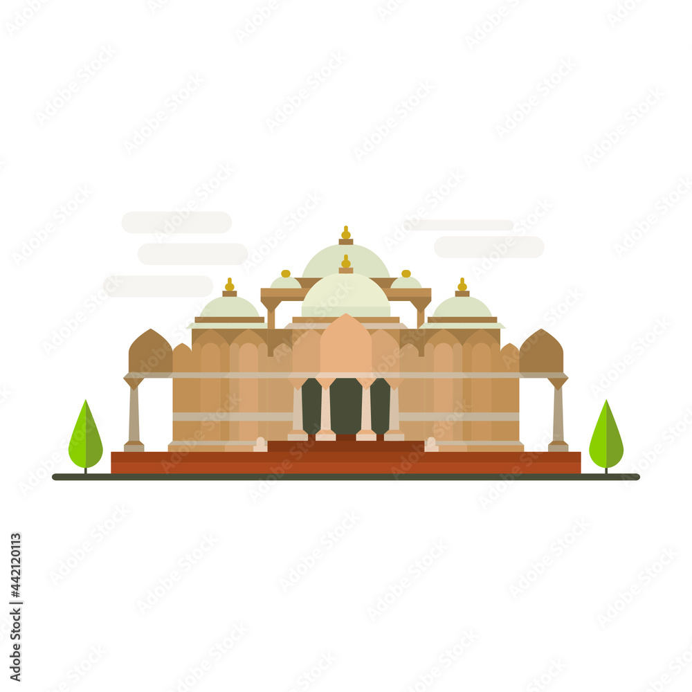 Cartoon symbols of India. Popular tourist architectural object: Temple ...