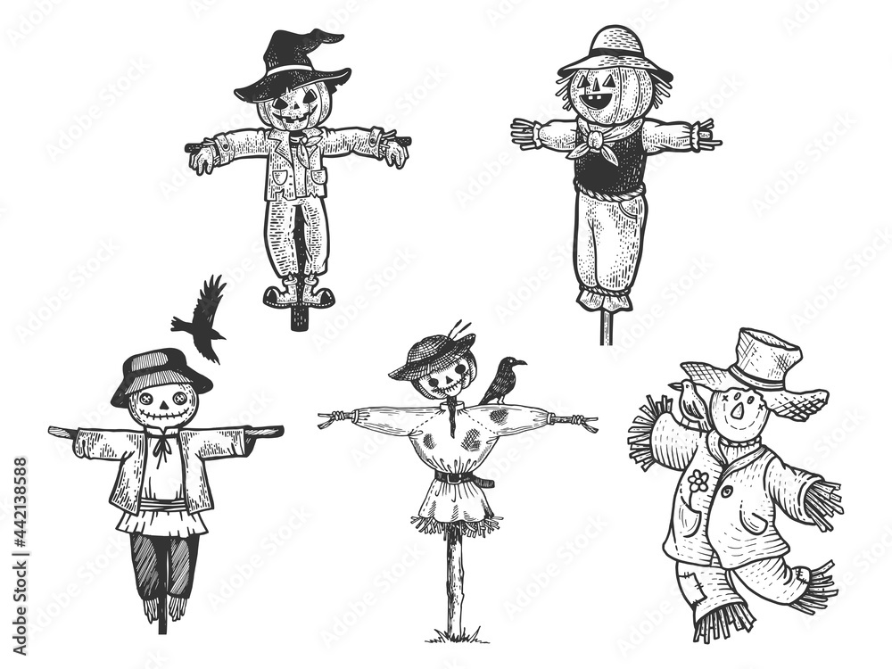 Scarecrow Black And White Clip Art