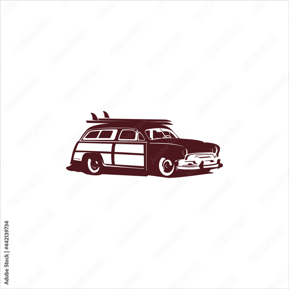 Woody surf wagon illustration Woody Wagon vector Images logo design ...