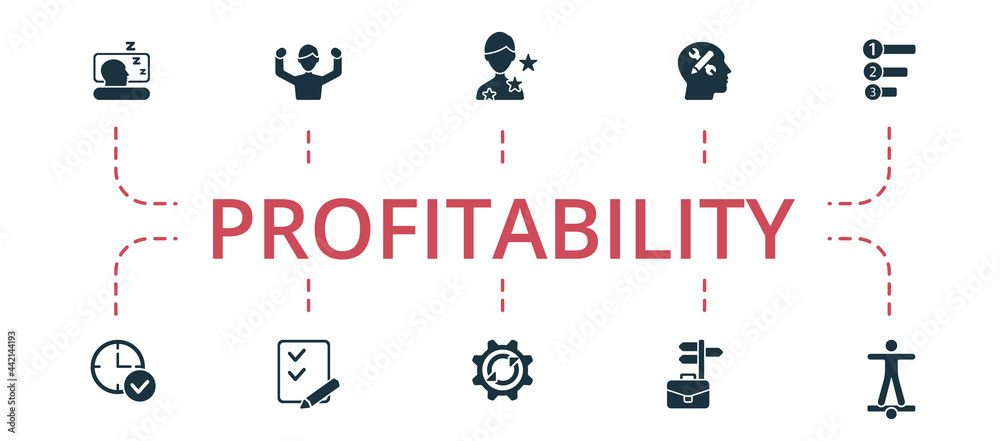 Vetor de Profitability icon set. Contains editable icons theme such as ...