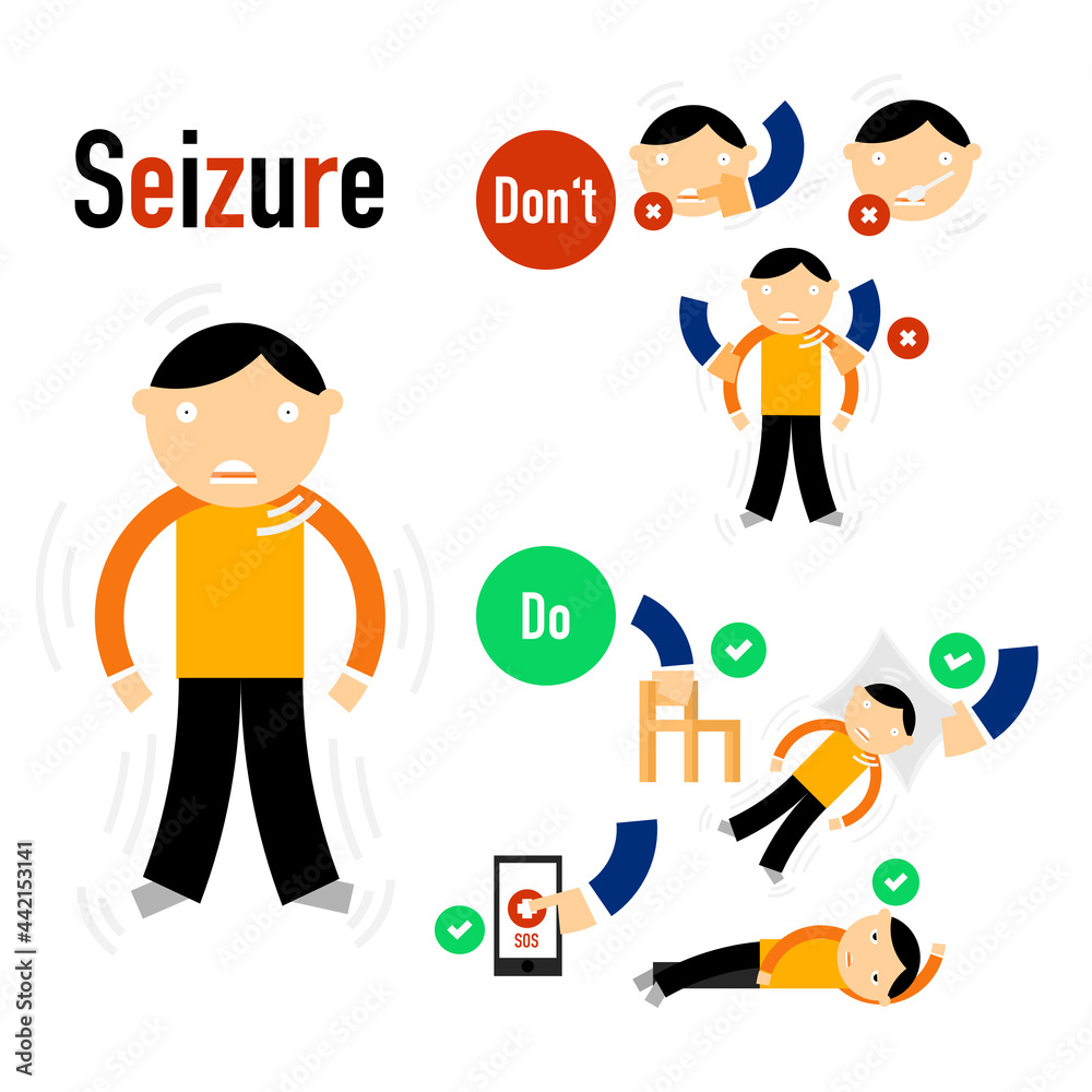 Cartoon of Seizure first aid. Stock Vector | Adobe Stock