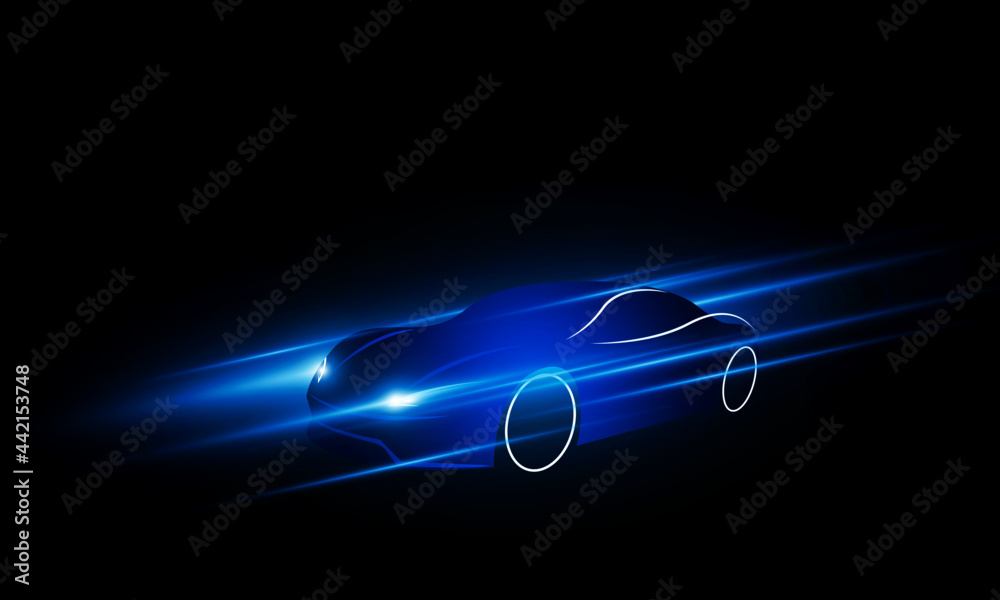 Abstract Business Start up launching product with Electric car concept ...