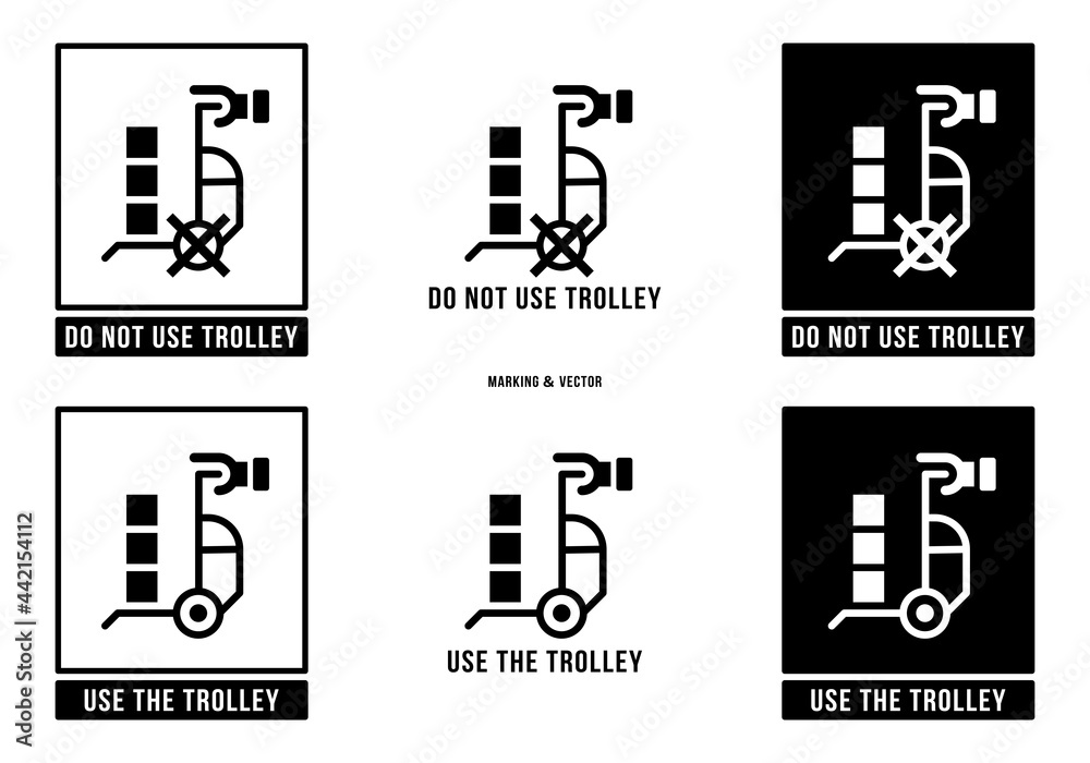 A set of manipulation symbols for packaging cargo products and goods ...