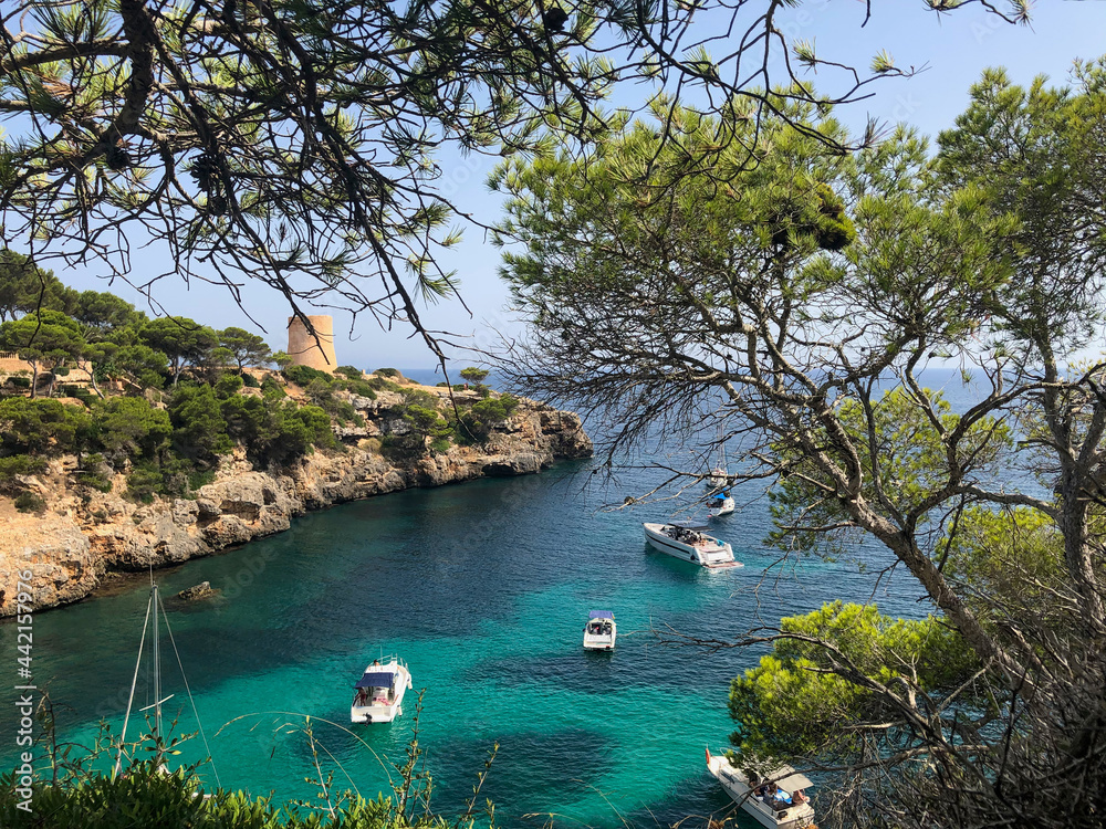Cala Pi bay in the southern part of Mallorca with crystal clear ...