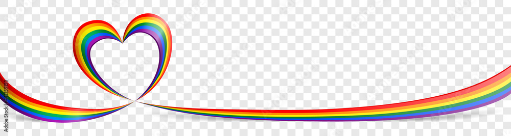 Pride flag rainbow heart banner illustration on transparent background ...
