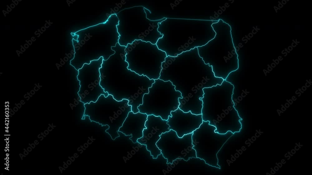 Animated Outline Map of Poland with Provinces Stock Video | Adobe Stock