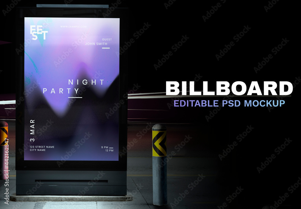 Digital Ad Sign Mockup Screen at the Bus Stop Stock Template | Adobe Stock