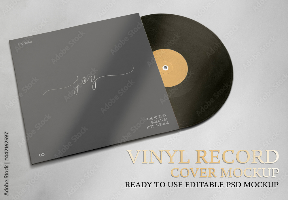 Editable Vinyl Record Cover Mockup Stock Template | Adobe Stock