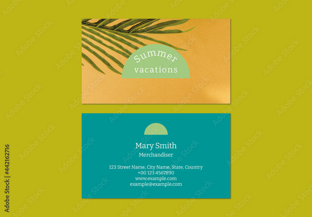 Editable Summer Style Name Card Layout Stock Template | Adobe Stock