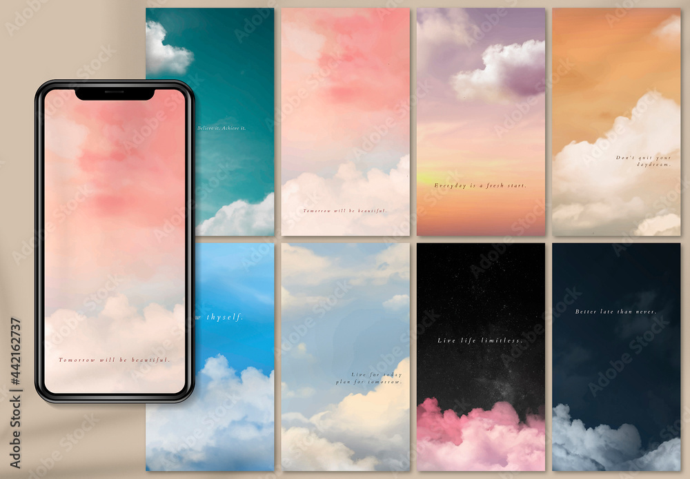 Sky and Clouds Mobile Wallpaper Layout Stock Template | Adobe Stock
