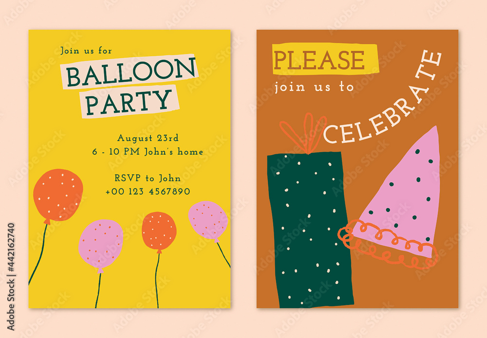 Birthday Celebration Invitation Layout Stock Template | Adobe Stock