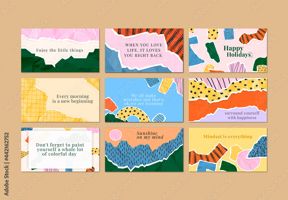 Ripped Paper Collage Banner for Social Media Post Stock Template ...