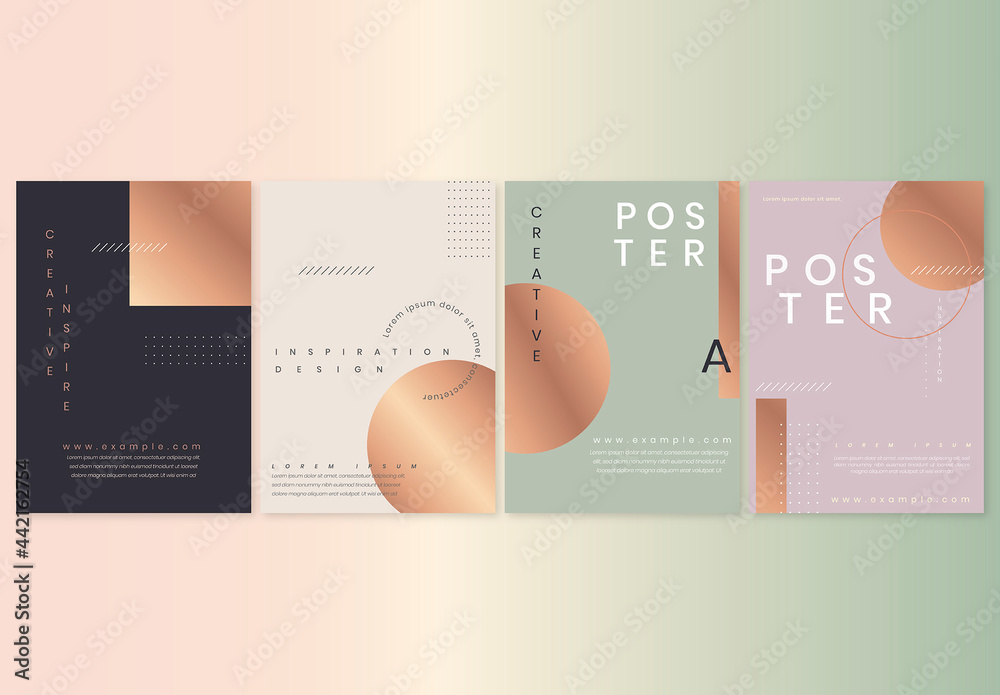 Printable Poster Layout Set with Geometric Design Stock Template ...
