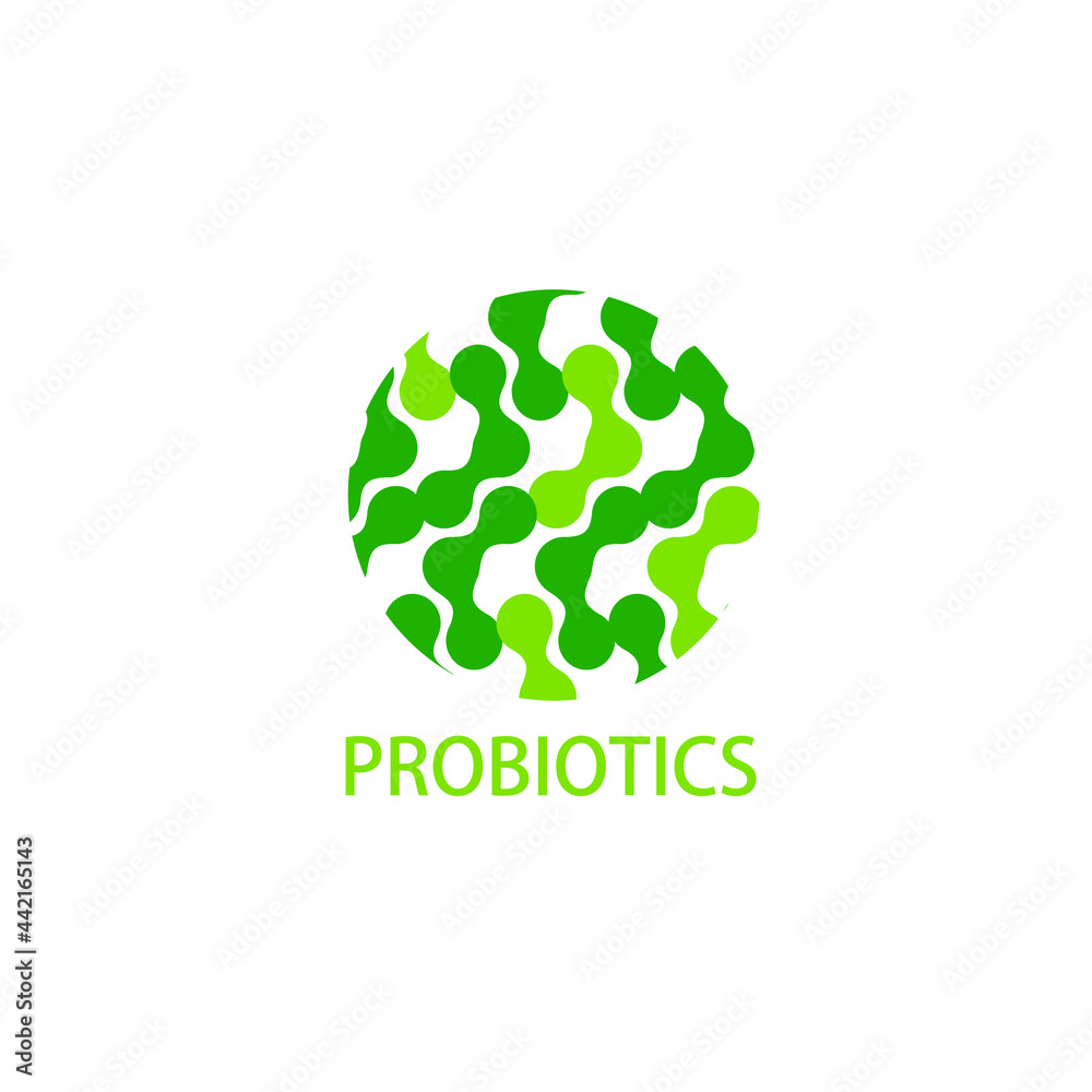 Probiotics logo. Bacteria logo. Concept of healthy nutrition ingredient ...
