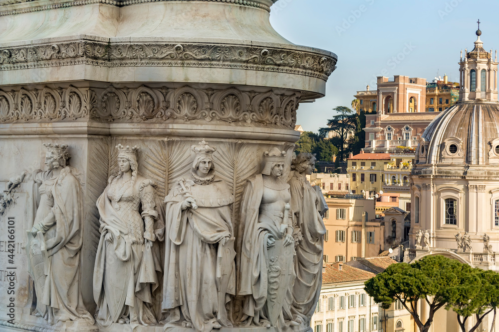 Details of huge marble stone base of Victor Emmanuel II statue in ...