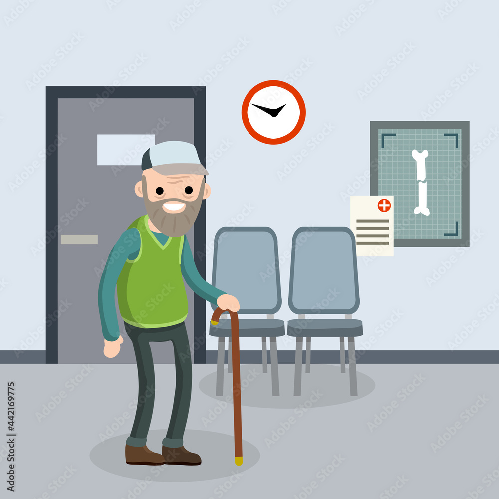 Happy Patient In Hospital Cartoon