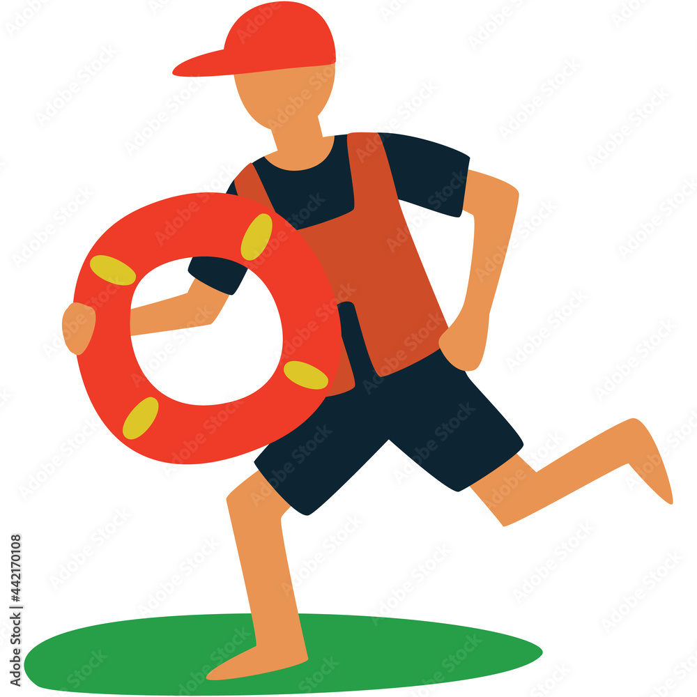 beach cartoon life saving Stock Illustration | Adobe Stock
