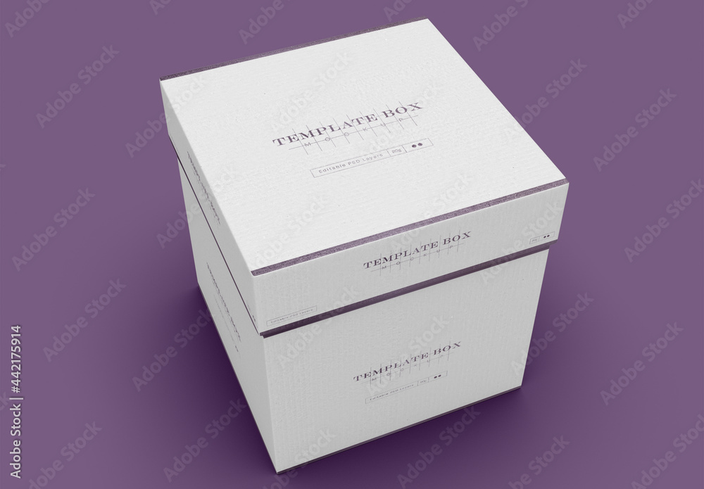Square Cardboard Box Packaging Mockup Stock Template | Adobe Stock