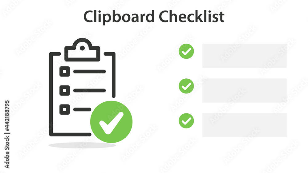 Checklist slide template. Clipart image Stock Vector | Adobe Stock