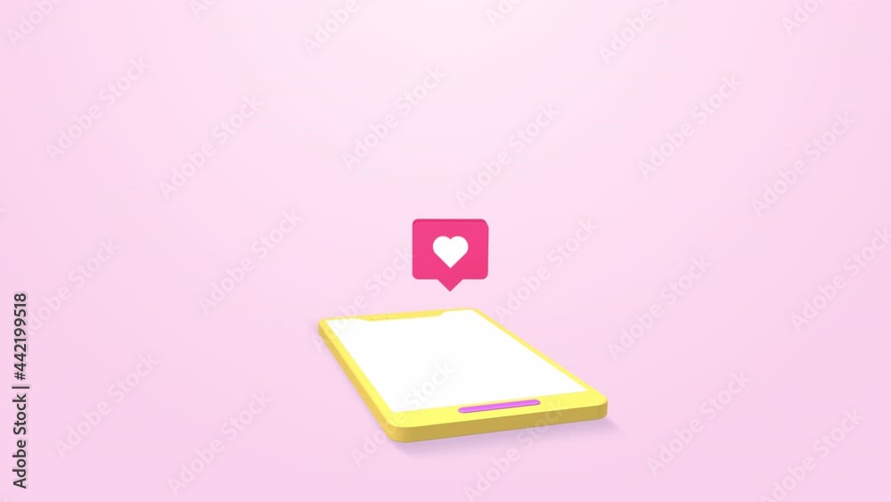 3d animation of social media like buttons and mobile phone. app ...
