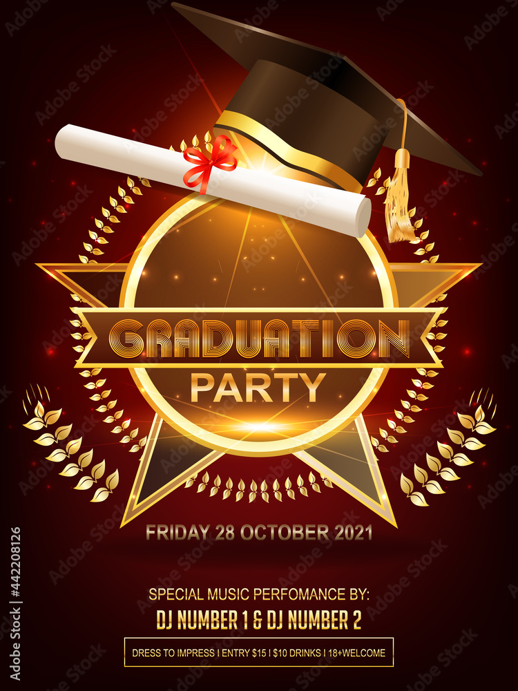 Graduation party . Prom celebration invitation poster, congratulation ...