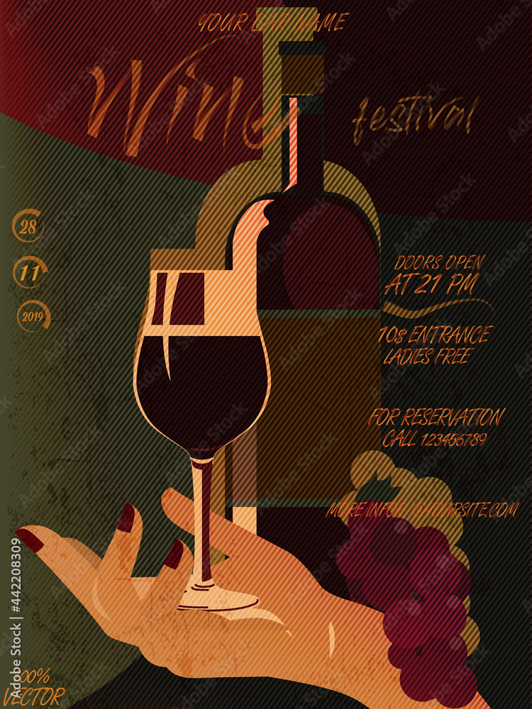 Wine festival promotional poster or invitation flyer. For poster ...