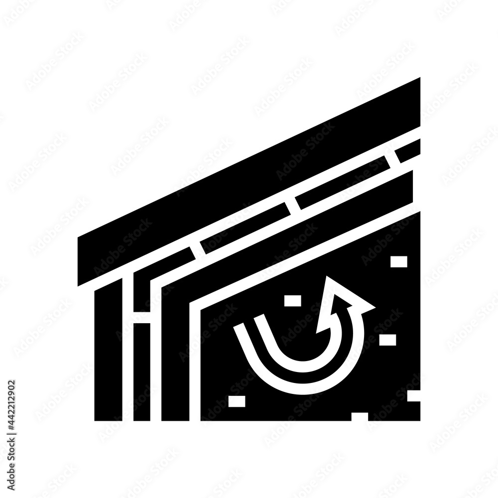 roof insulation with mineral wool glyph icon vector. roof insulation ...