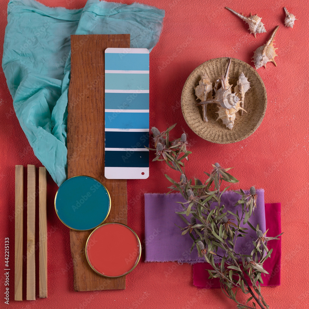 color palette mood board for decor and interior design Stock Photo ...