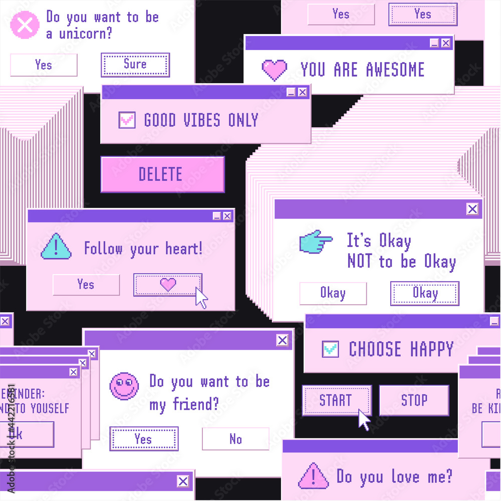 Old computer aestethic 1980s -1990s. Seamless pattern with retro pc ...