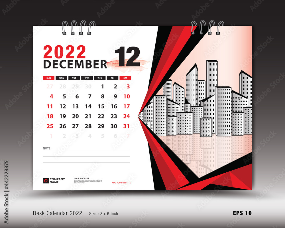 December 2022 year, Desk calendar 2022 template, Printable, Planner ...