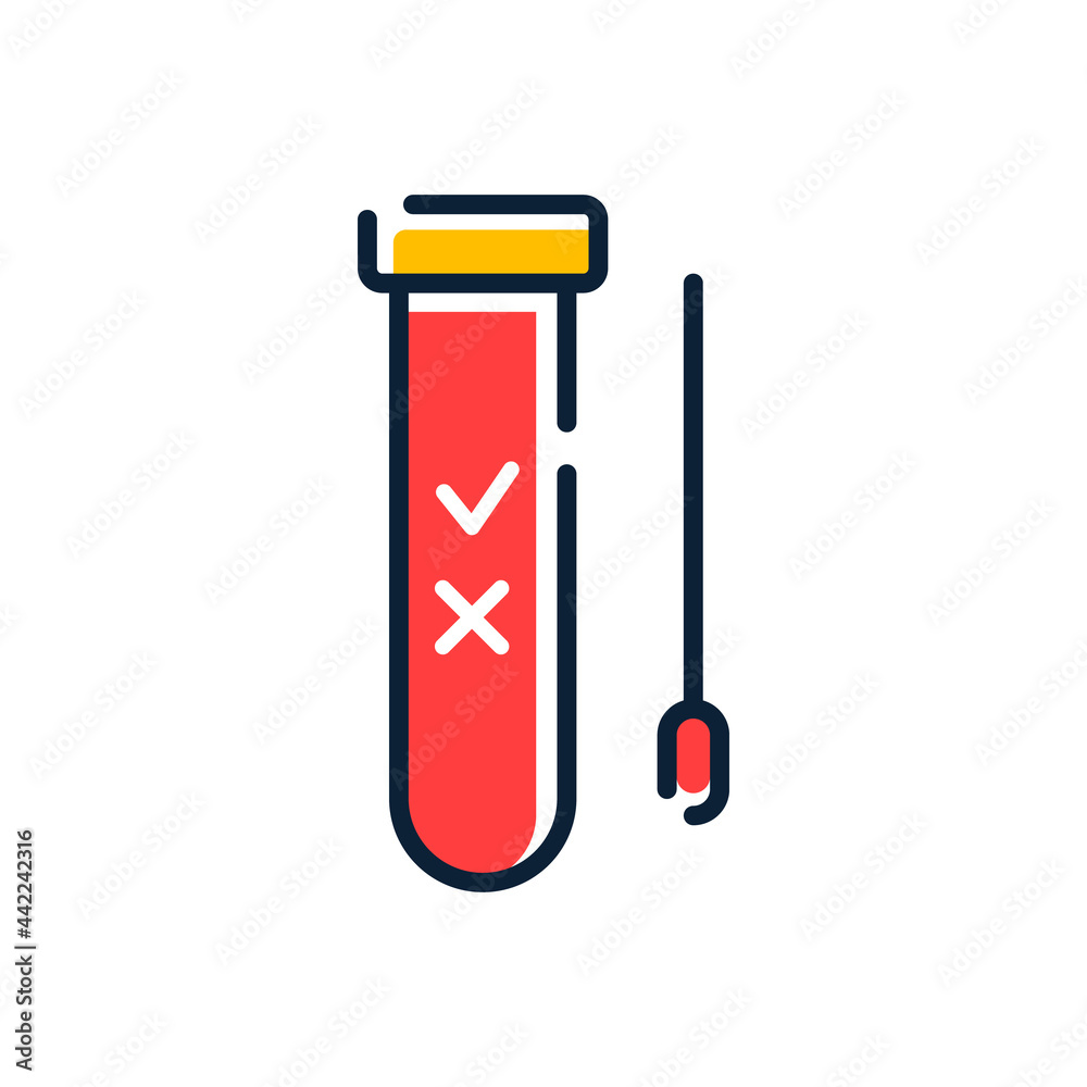 Covid pcr test vector line icon. Corona virus covid19 tube test medical ...