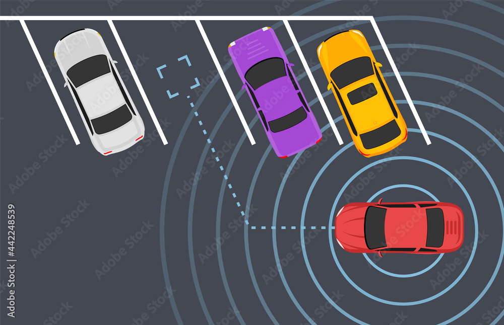 Poster Parking smart car sensor autonomous view – Wall Art | UkPosters
