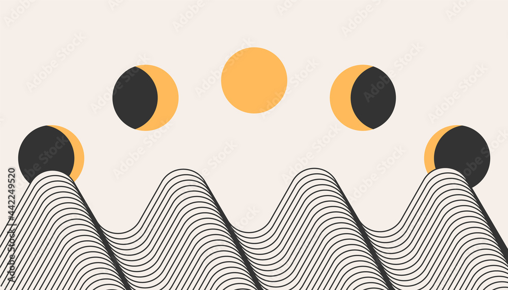 Vector modern moon minimal art background. Moon cycle minimalist design ...
