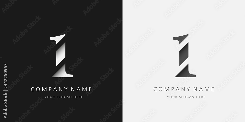 1 logo modern broken design serif number Stock Vector | Adobe Stock