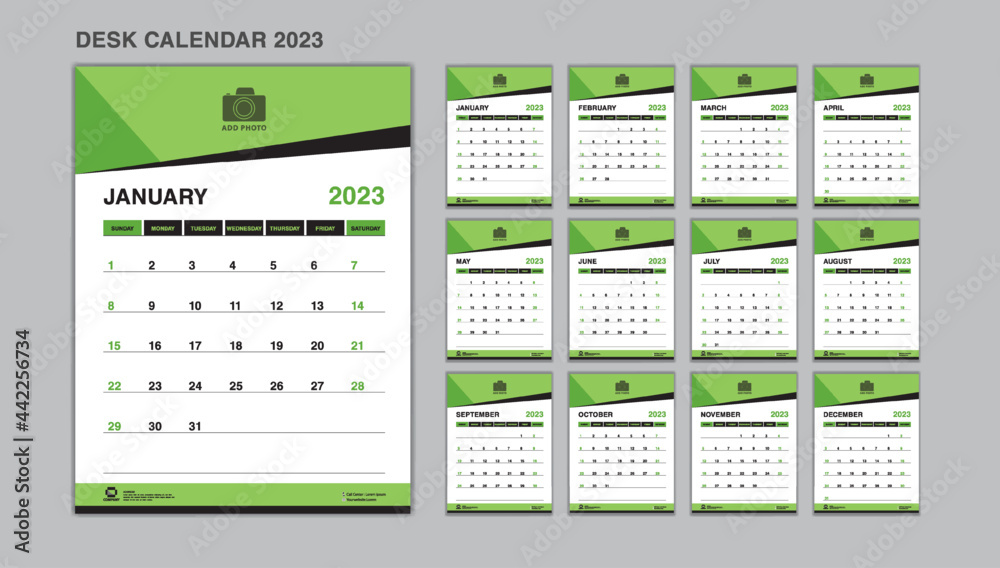 Planner design, Set Desk Calendar 2023 template Vector, wall calendar ...