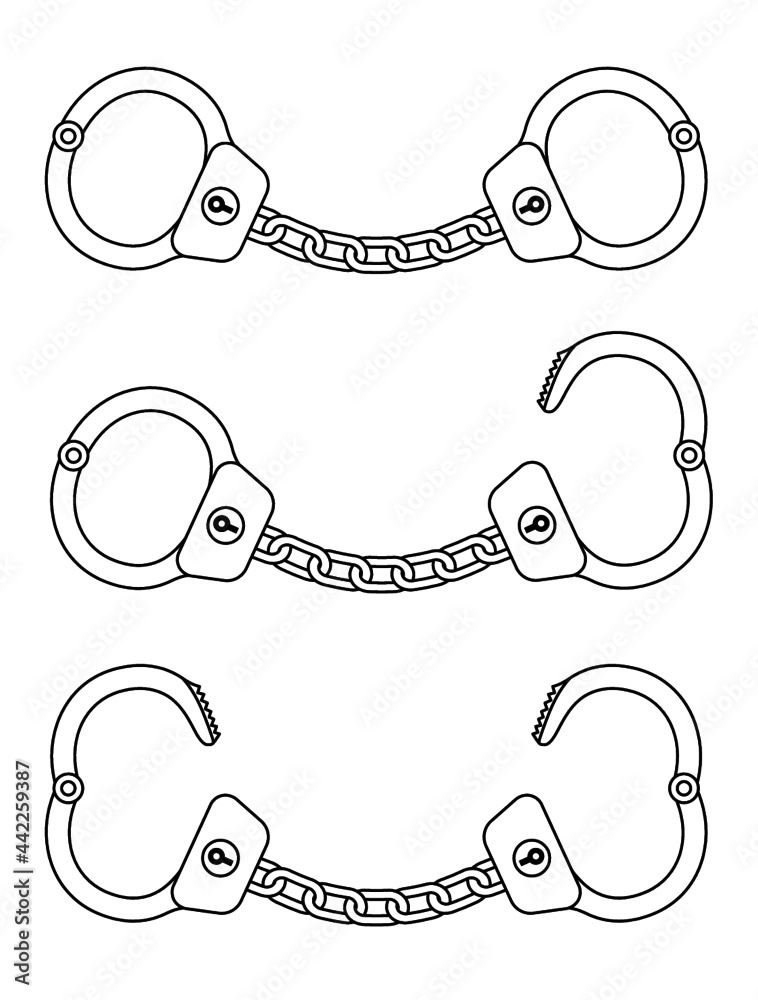 Handcuffs Outline Clipart - Open and Closed Stock Vector | Adobe Stock