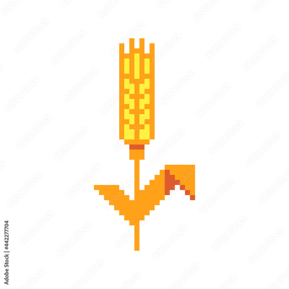 Wheat spikelets. Pixel art. Stickers design. Isolated vector ...